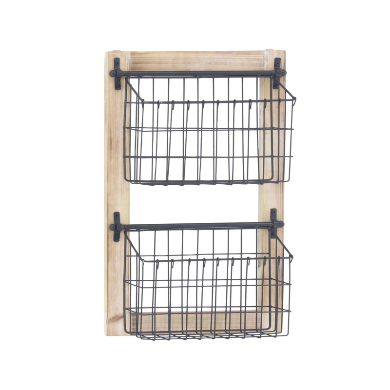 Gracie Oaks Hatten Metal 2 Slots Decorative Black Magazine Rack Holder ...