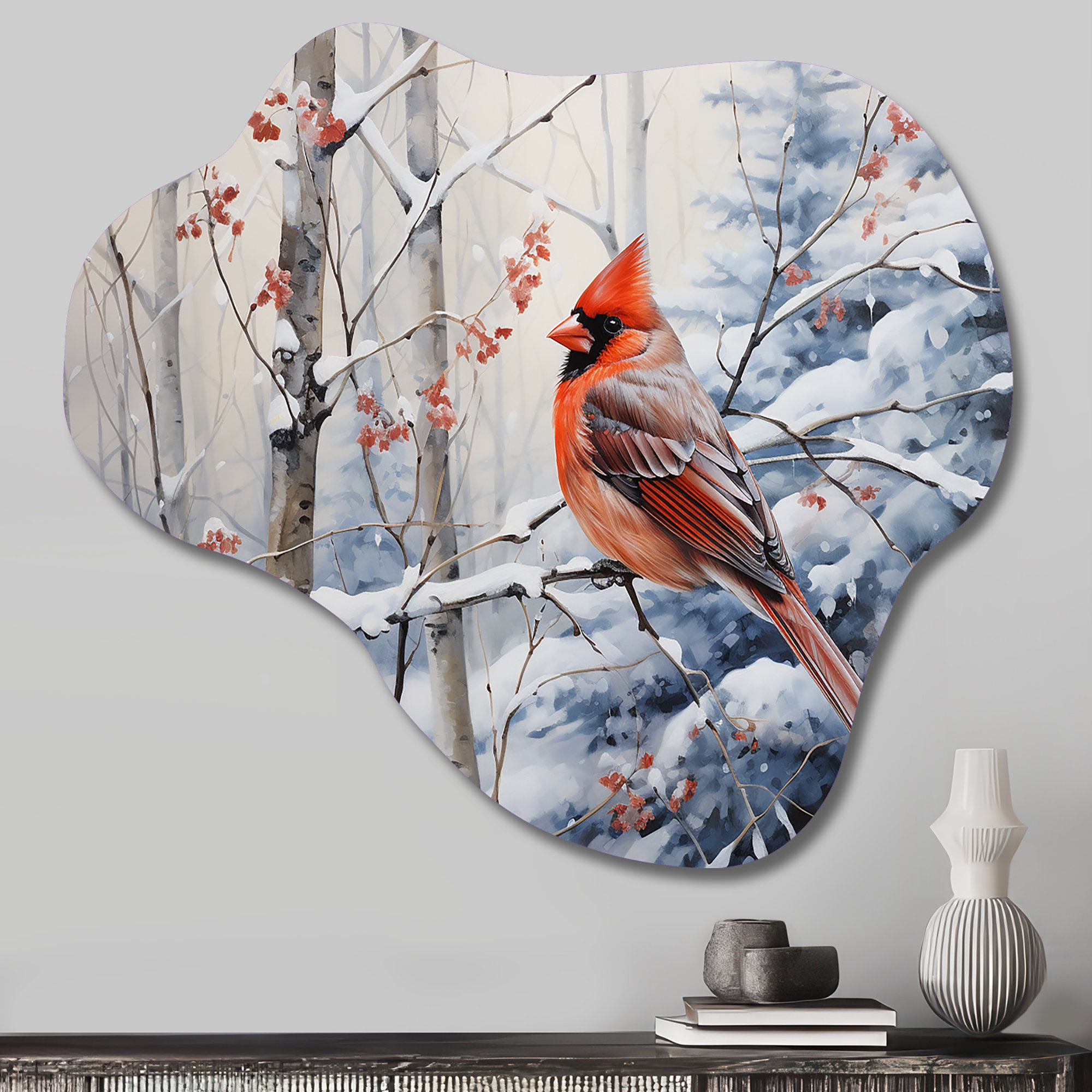 Design Art Canada Red Cardinal Bird Winter Wonderland I - Canada Cloud ...