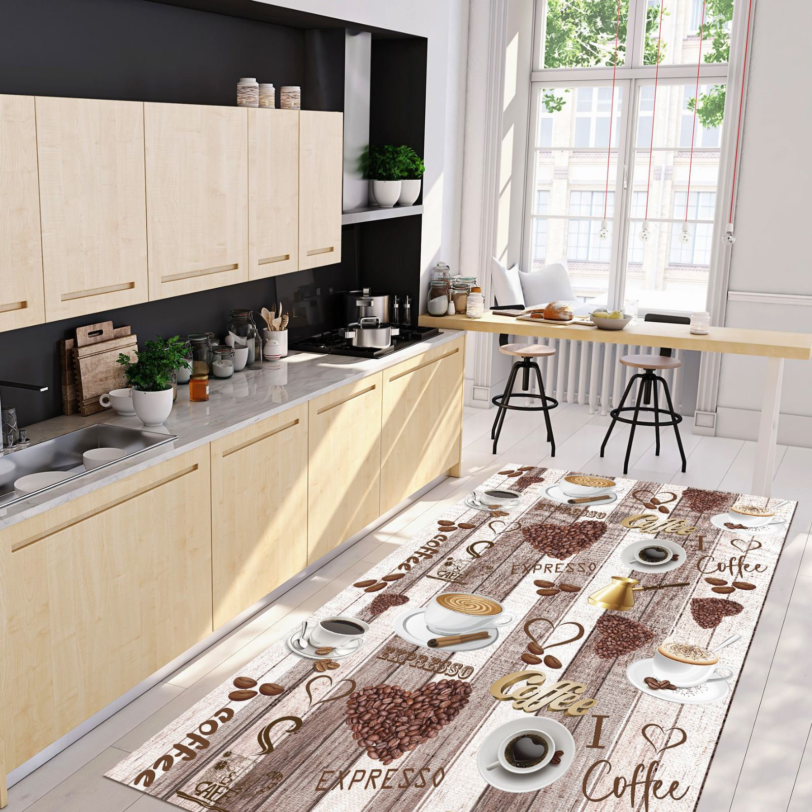 Lofy Xiomara Brown Figural Cotton Digital Print Kitchen Rug - Wayfair ...