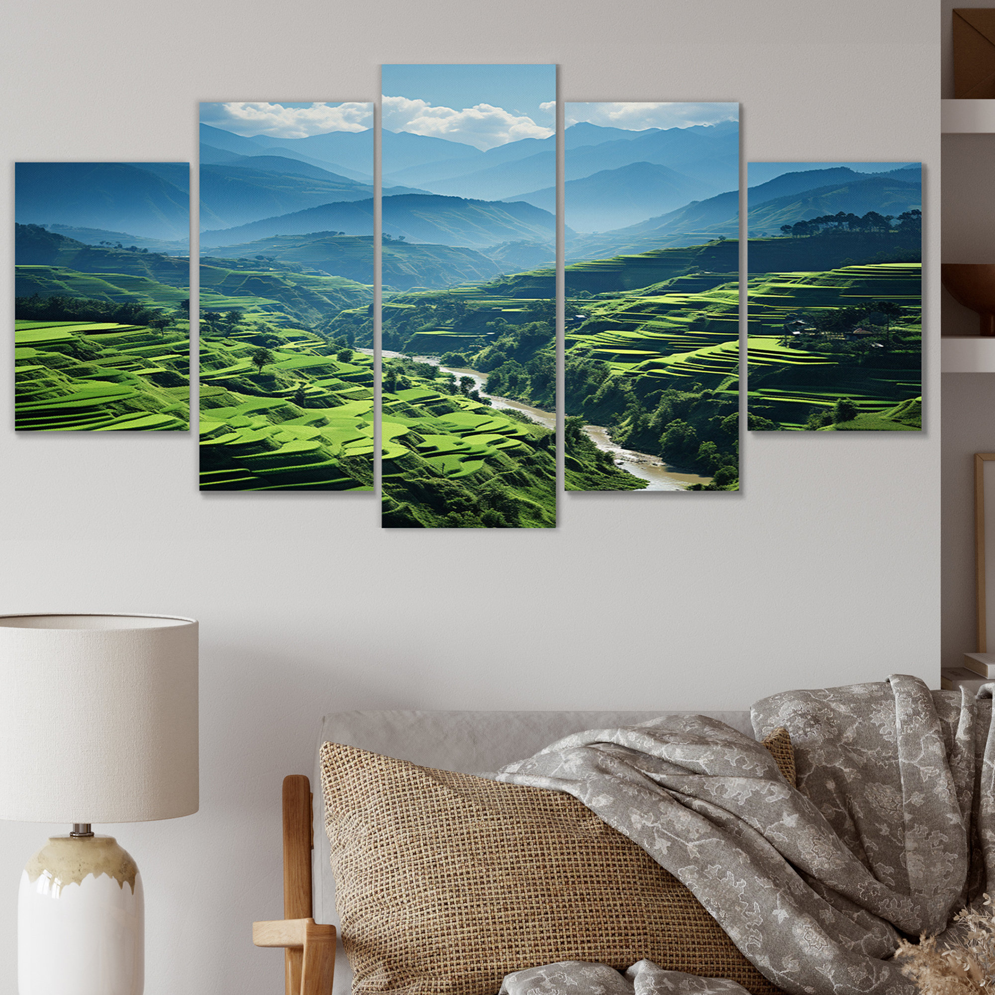 Millwood Pines China Azure Rice Terraces III - Chinese Canvas Art Print ...