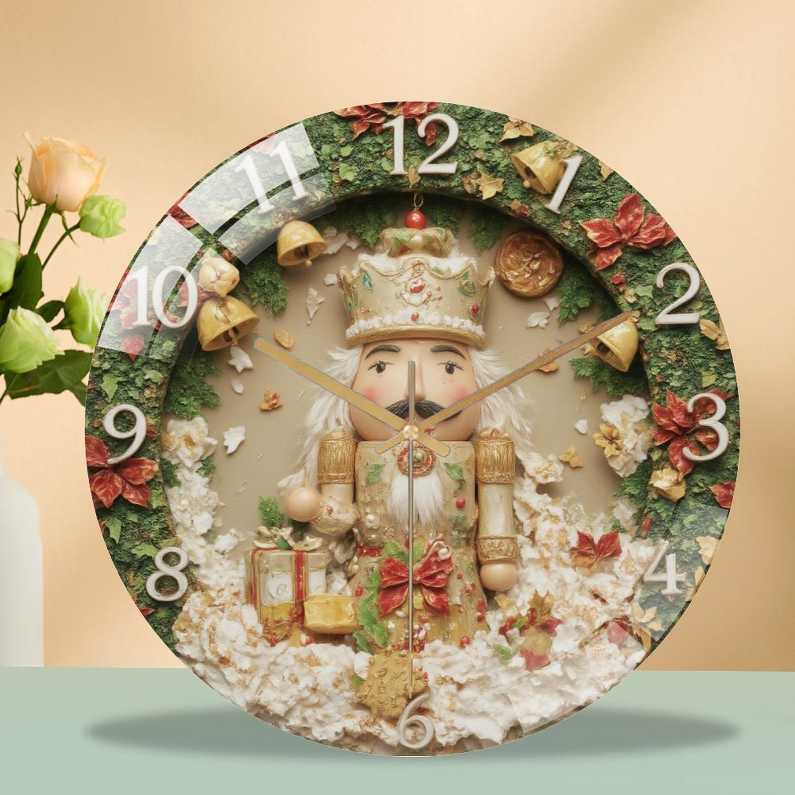 Fleur De Lis Living Clock-Face-With-Nutcracker-Gifts Art - 12'' Modern ...