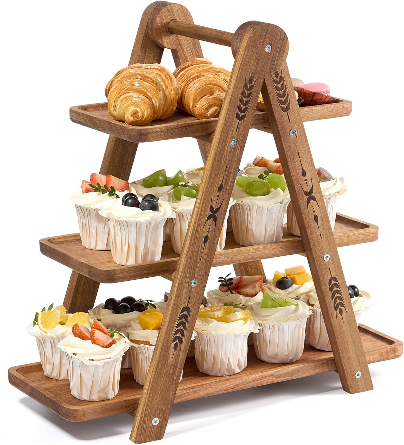 Loon Peak® 3-Tier Wooden Display Stand With Food Grade Surface, Acacia ...