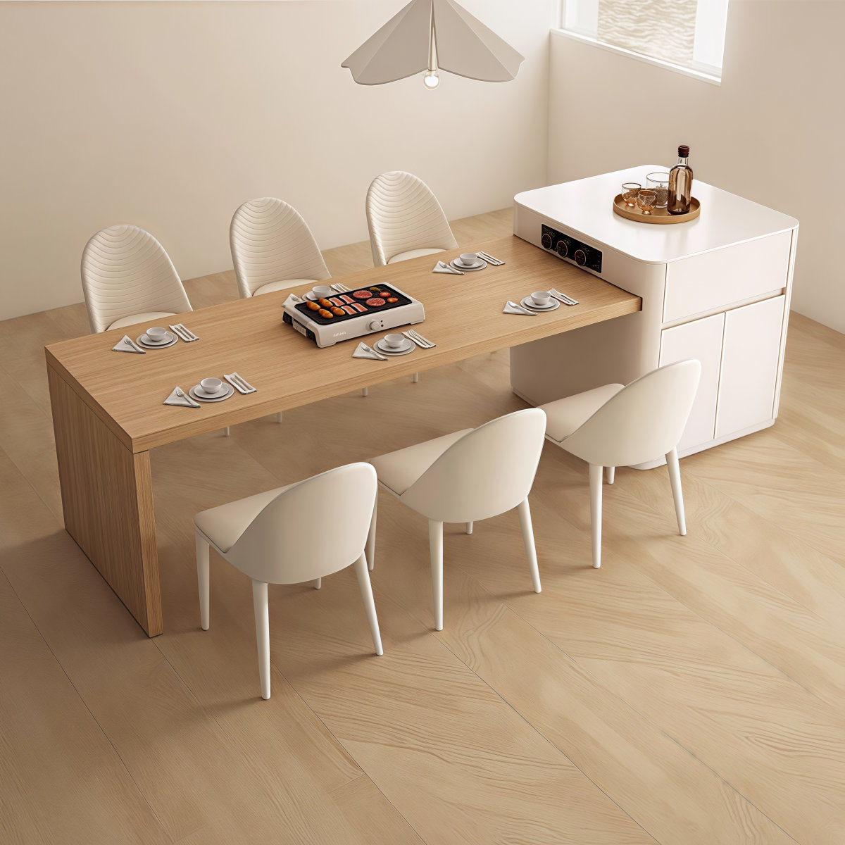 Corrigan Studio® Steinberg Kitchen Island Set with Wood Table & Chairs ...
