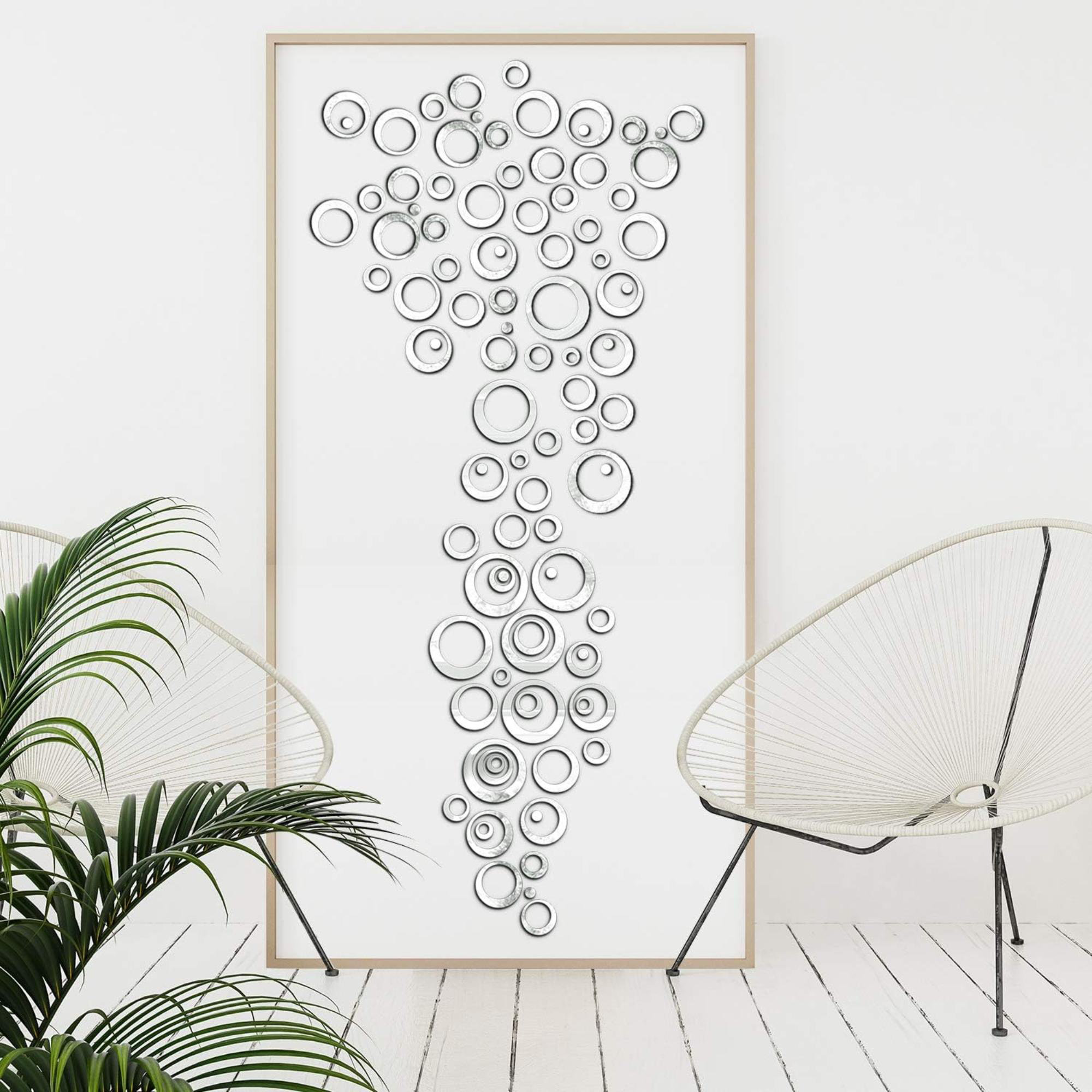 Ivy Bronx 72 Pieces Removable Round Circle Wall Sticker Decal Silver ...