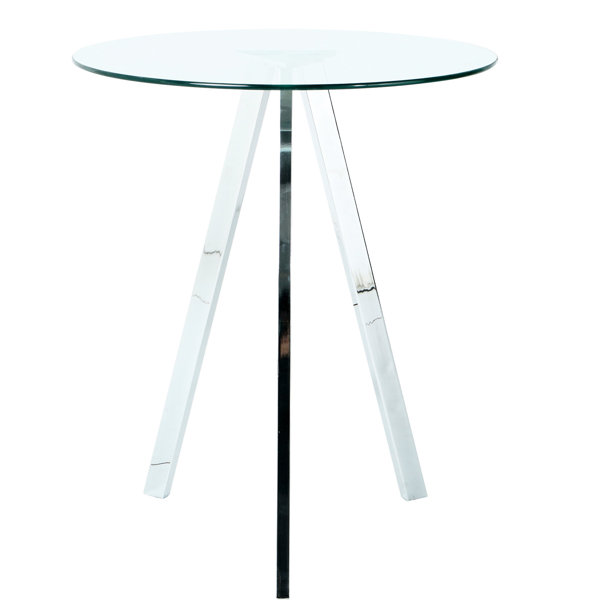 Wrought Studio Élégante table de salle à manger ronde en verre avec ...