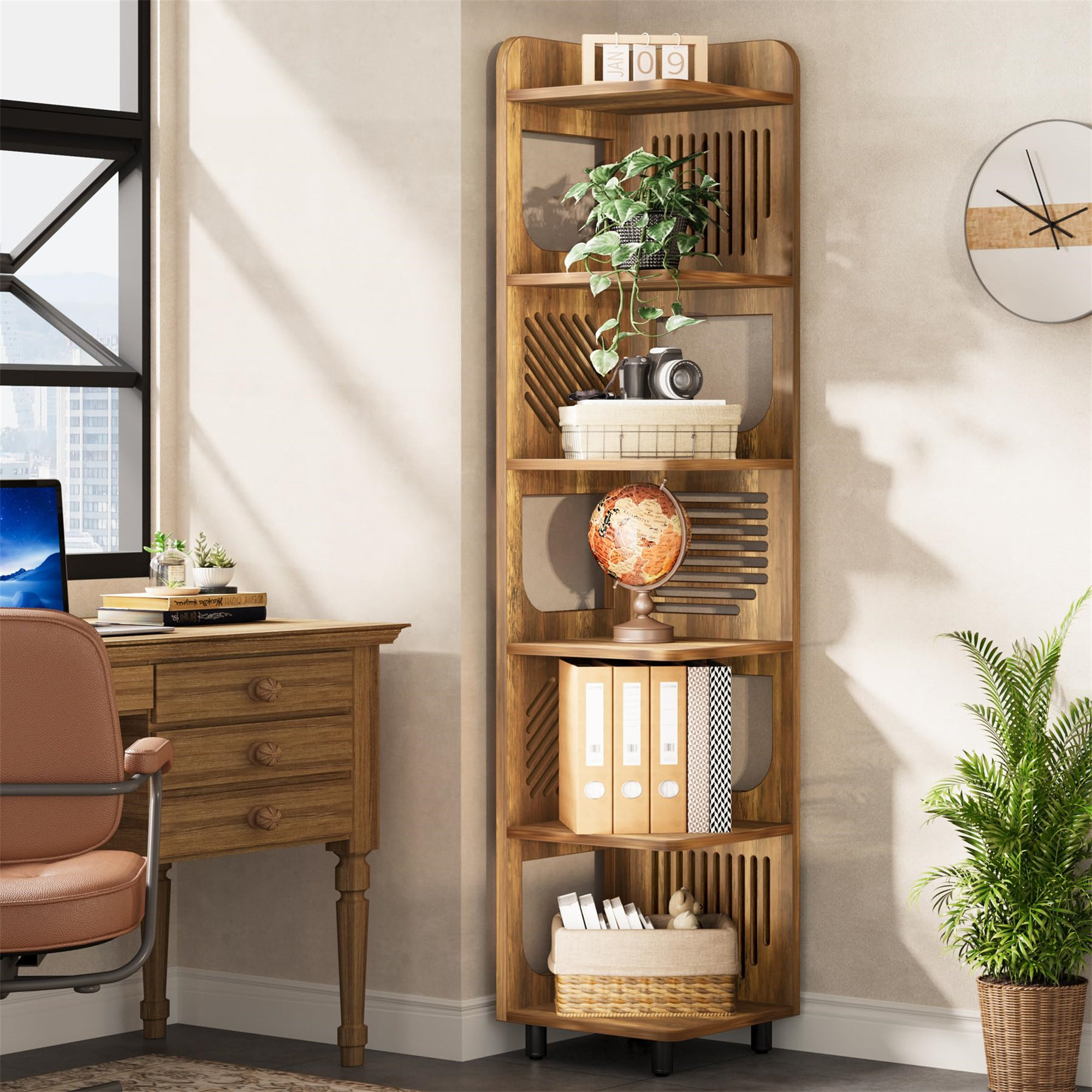 Loon Peak® 6-Tier High Corner Shelf, 71-Inch Country Style Narrow ...