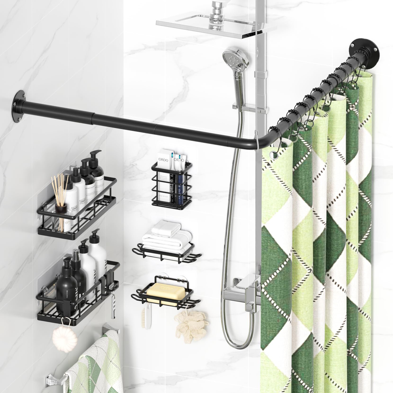 POGBUT Adjustable L-Shaped Corner Shower Curtain Rod | Wayfair
