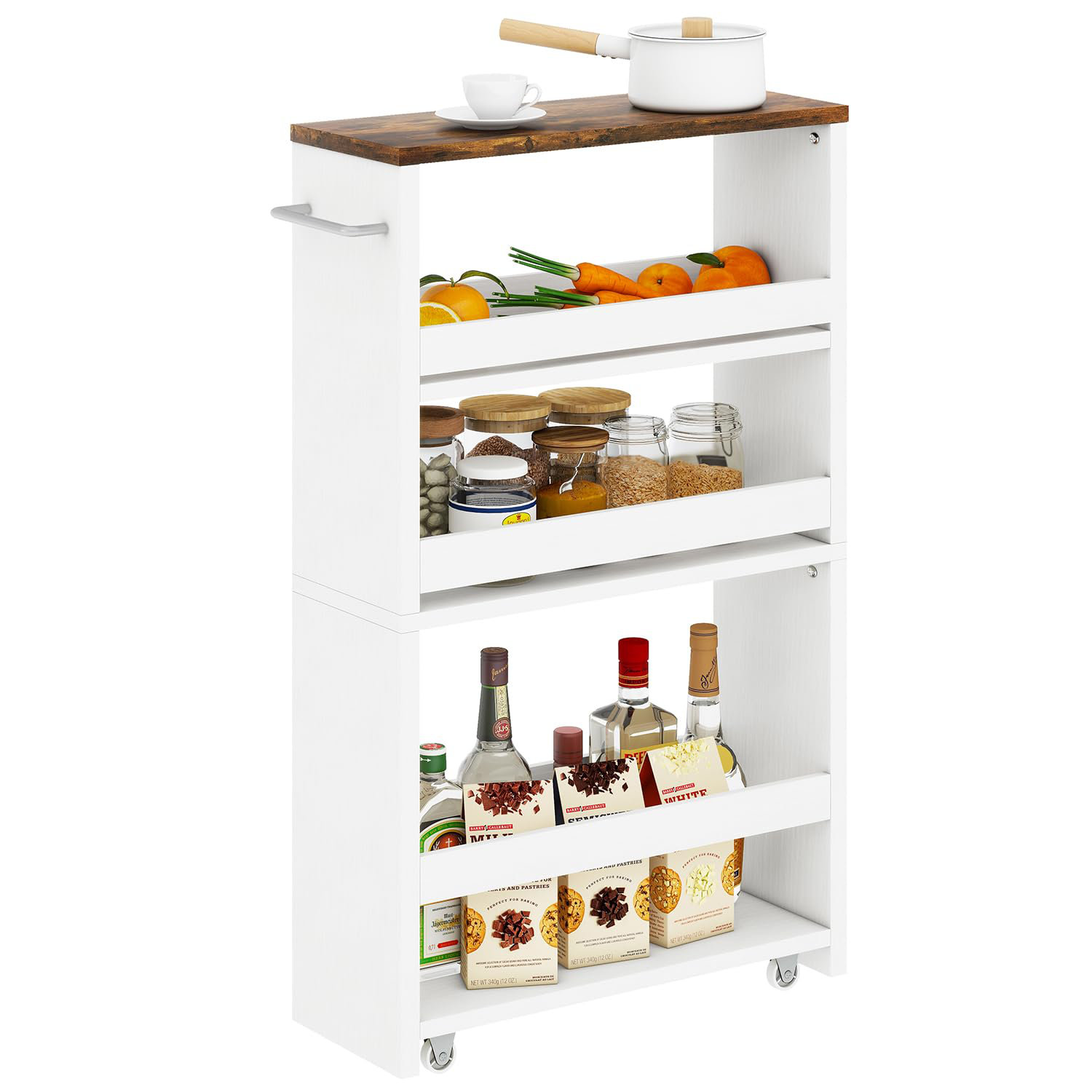 Ebern Designs Slim Storage Cart, Rolling Kitchen Storage Cart On Wheels ...