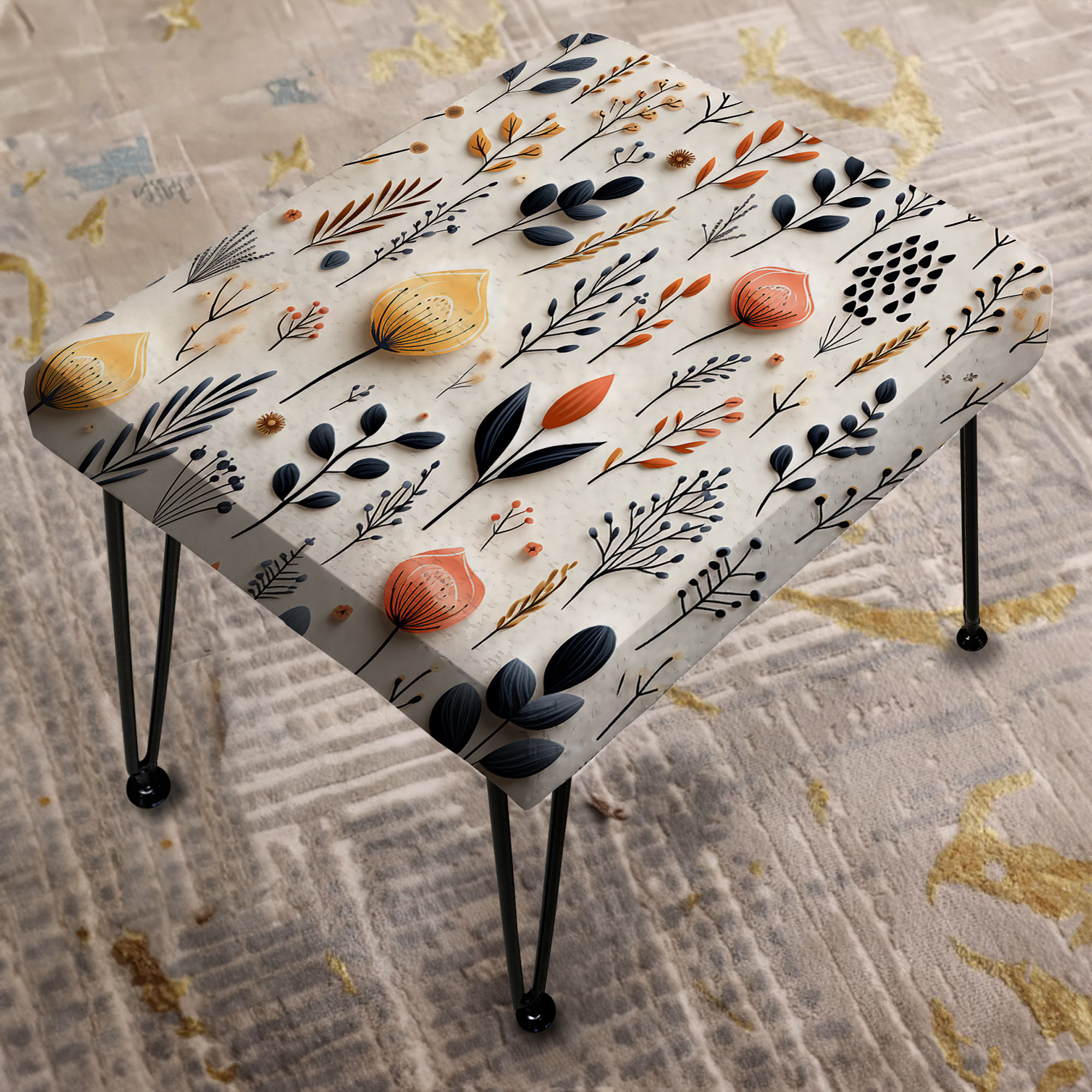Design Art Nature's Exquisite Floral Collage - Floral Rectangle Ottoman ...