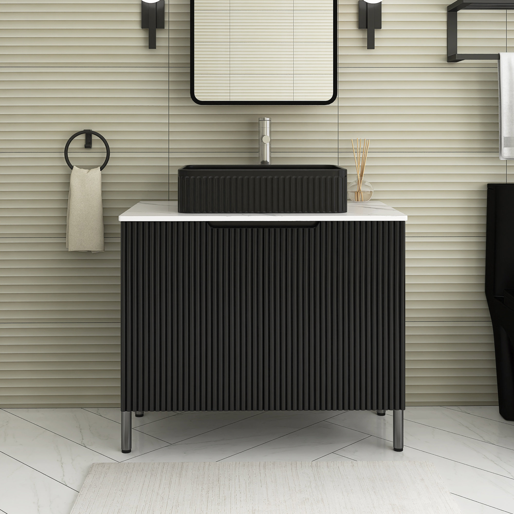 Wrought Studio 30'' Freestanding Single Bathroom Vanity In Ceramic ...