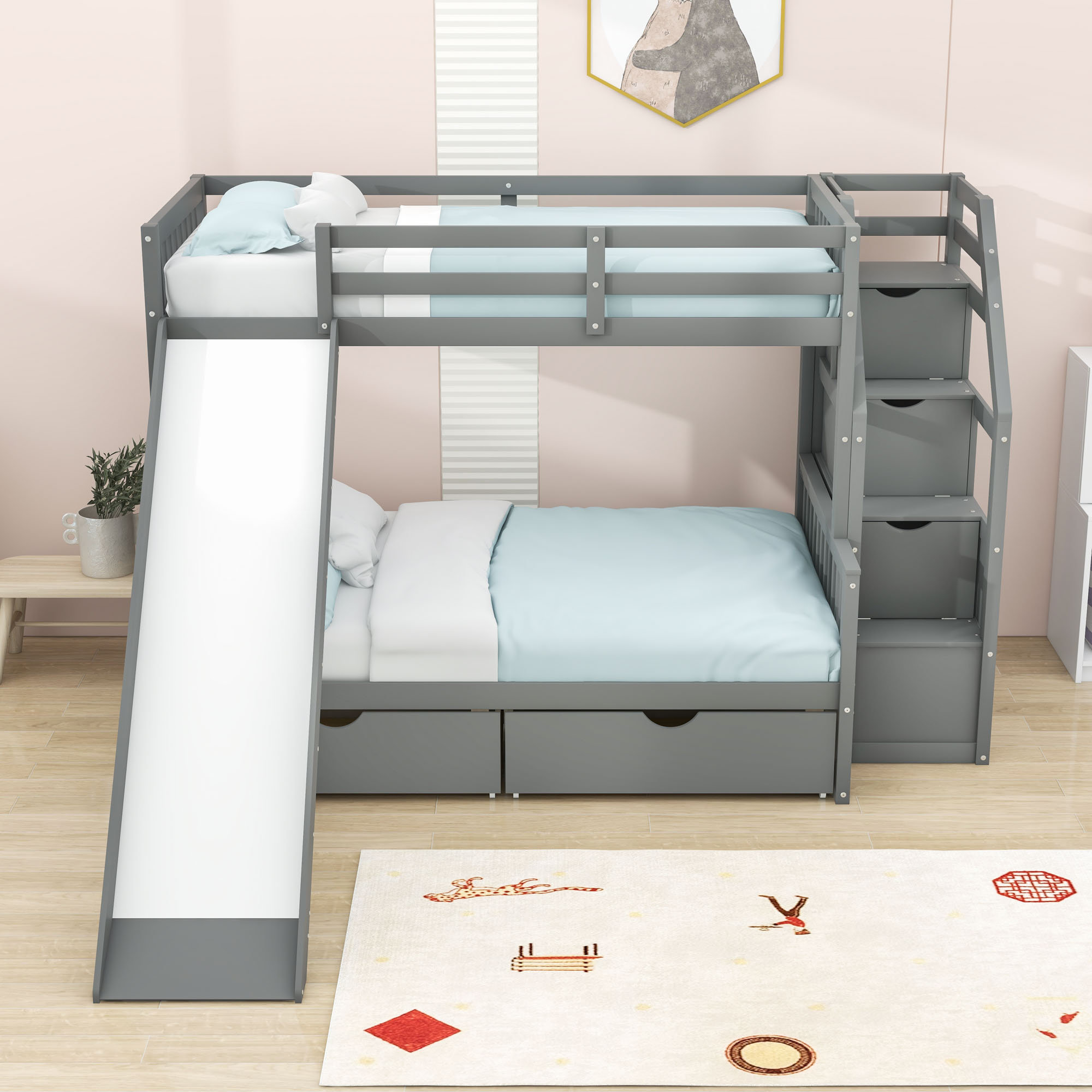 Harriet Bee Everetta Twin Over Full 2 - Drawer Standard Bunk Bed by ...