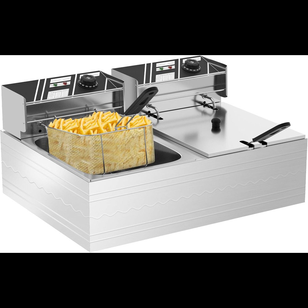 Invenitiah 22.8QT Electric Deep Fryer With 2 Baskets & Lids, Commercial ...