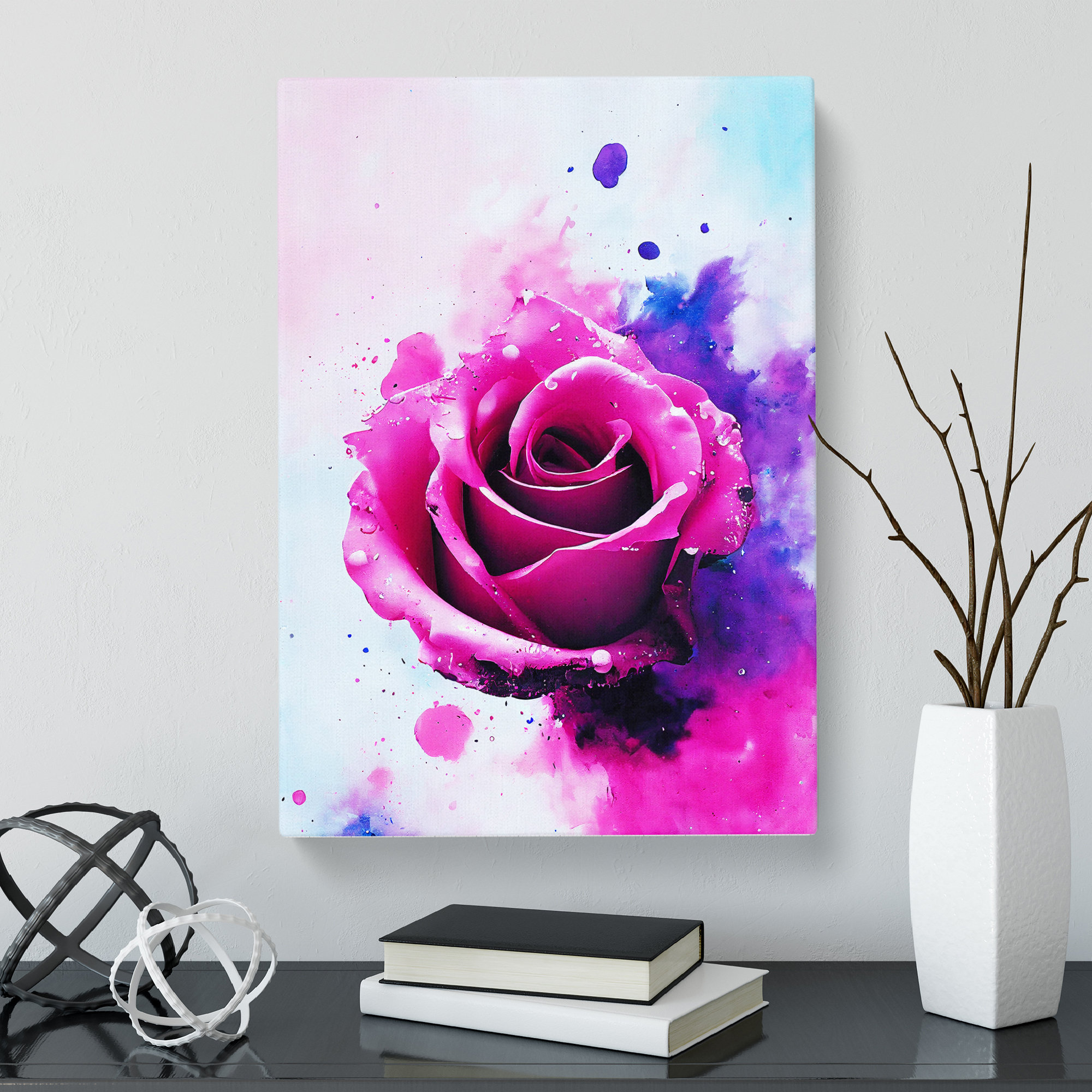 Marlow Home Co. Travolta Rose Flower Paint Splatter Vol.2 - Wrapped ...
