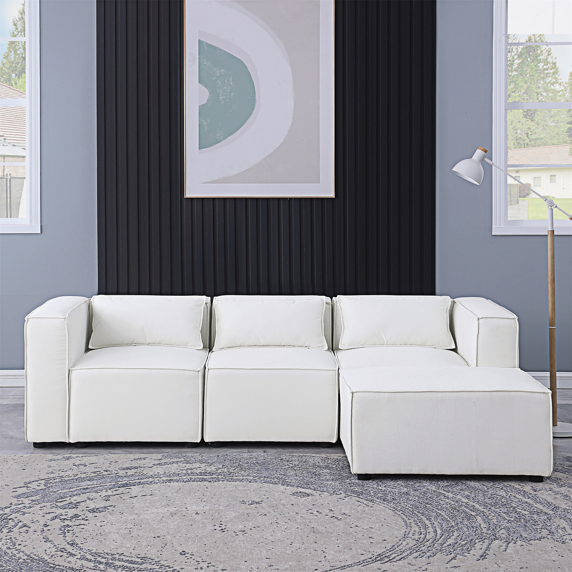 Brayden Studio Modular Sectional Sofa, Chenille Fabric Couches, Simple ...