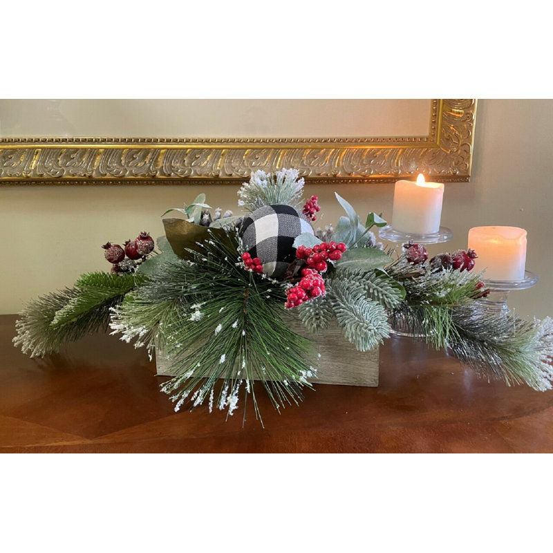 The Holiday Aisle® Frosted Mixed Floral Arrangement | Wayfair