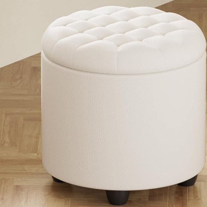 Red Barrel Studio® Round Ottoman,PU Storage Ottoman Round, Removable ...