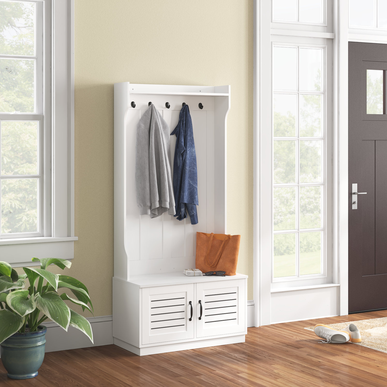 Lark Manor™ Akshara Modern Hall Tree, Entryway Coat Rack With Shoe ...