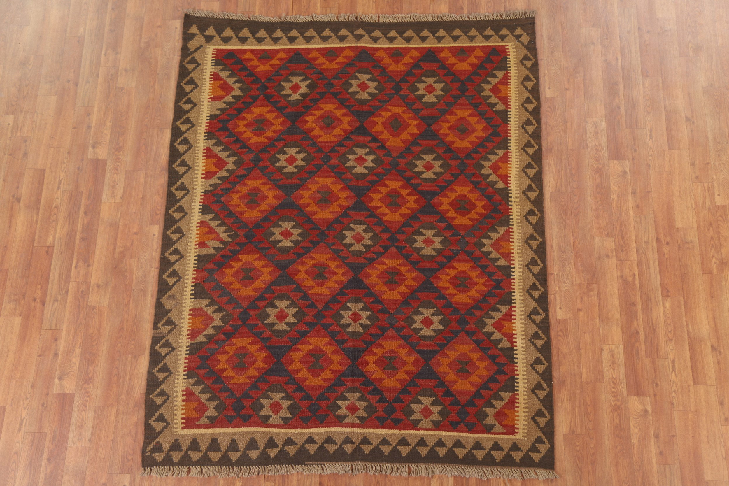 Dakota Fields Reversible Wool Kilim Oriental Area Rug 5x6 | Wayfair