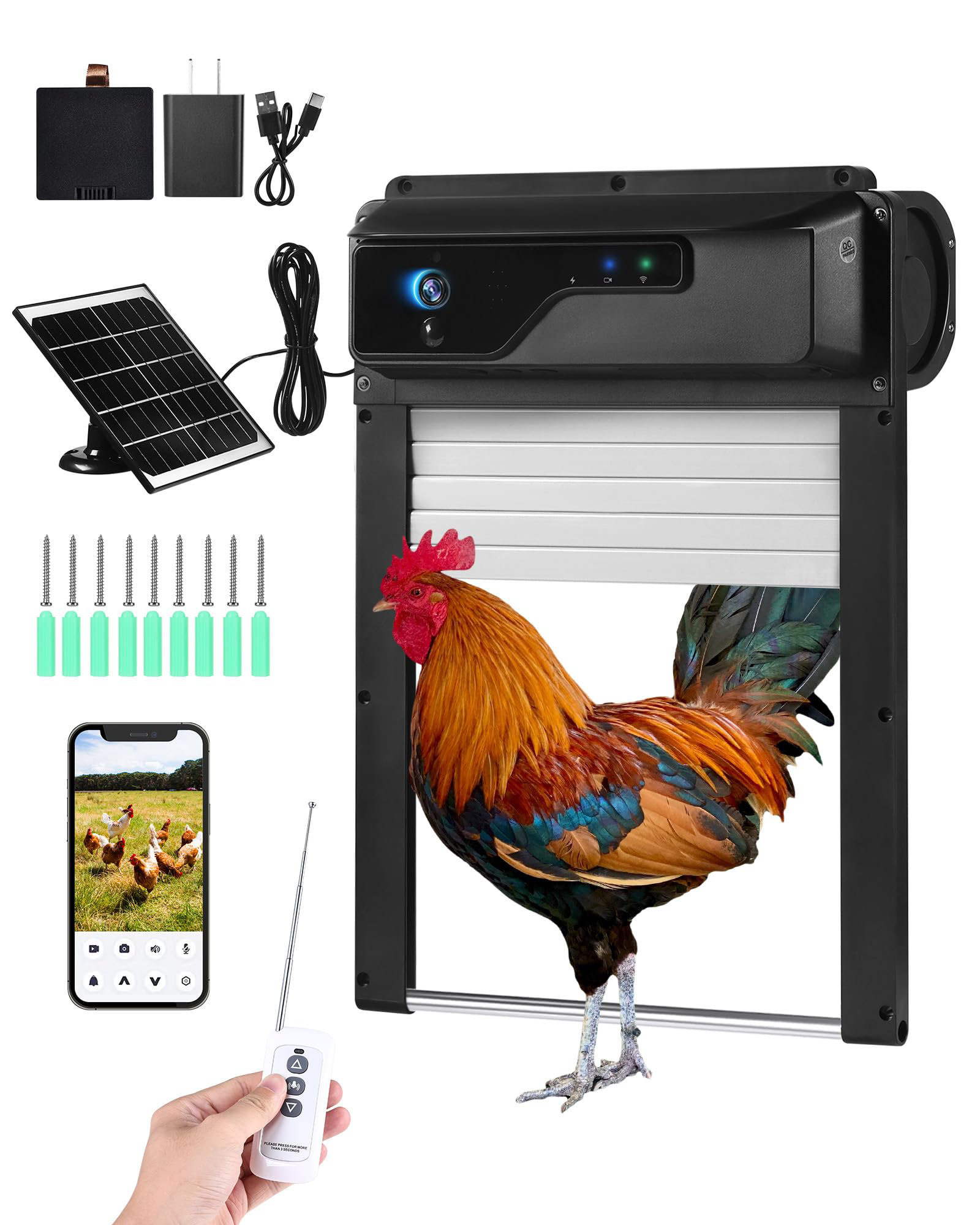 Archie & Oscar™ Automatic Chicken Coop Door With HD Camera, Solar ...