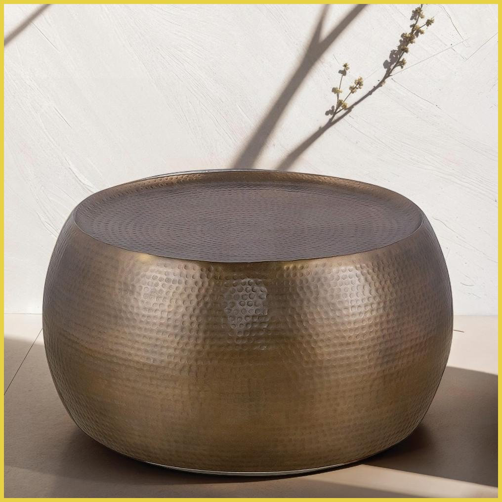 Latitude Run® Modern 32" Round Hand-Hammered Aluminum Coffee Table ...