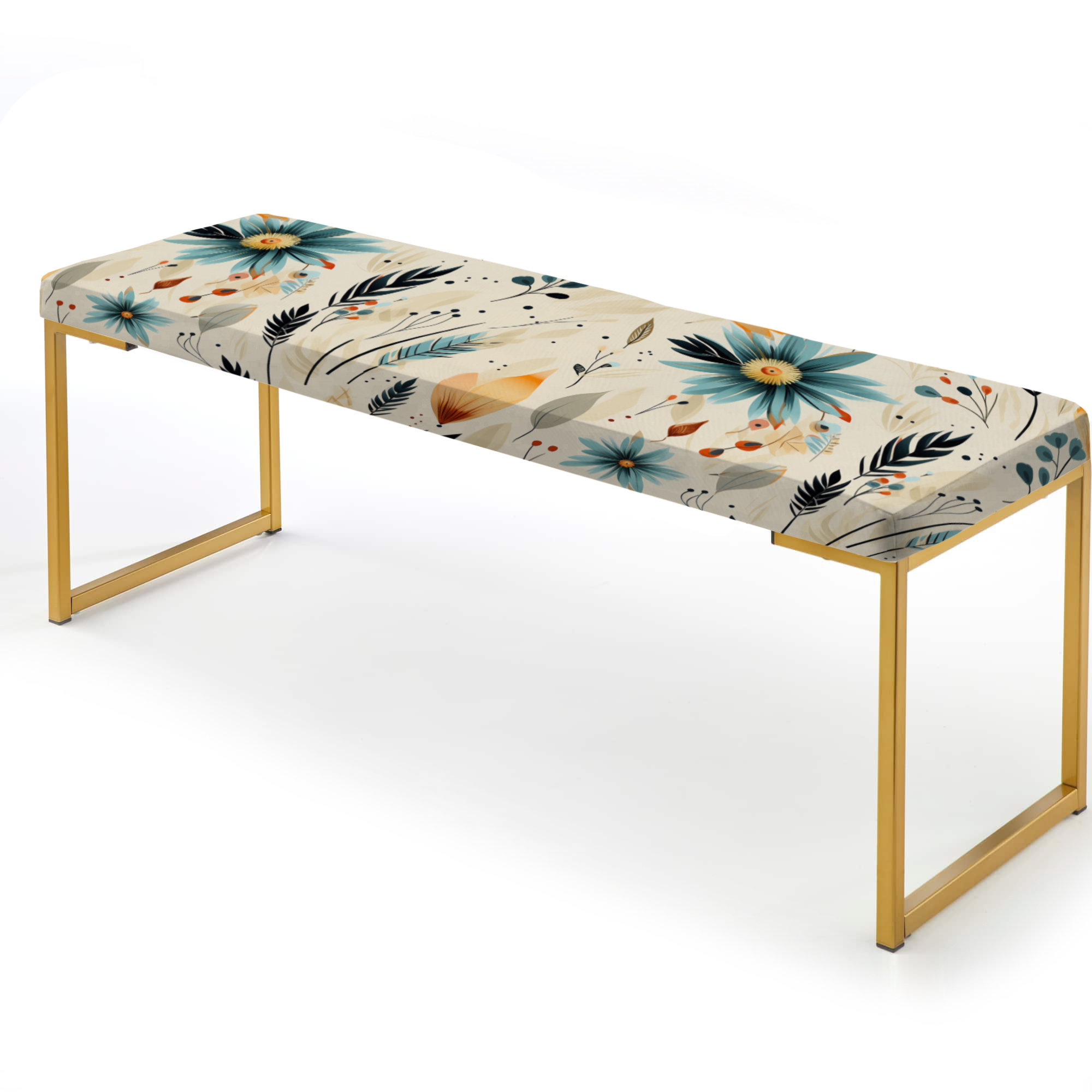 Design Art Tribal Oasis Boho Pattern - Boho Upholstered Gold Bench ...