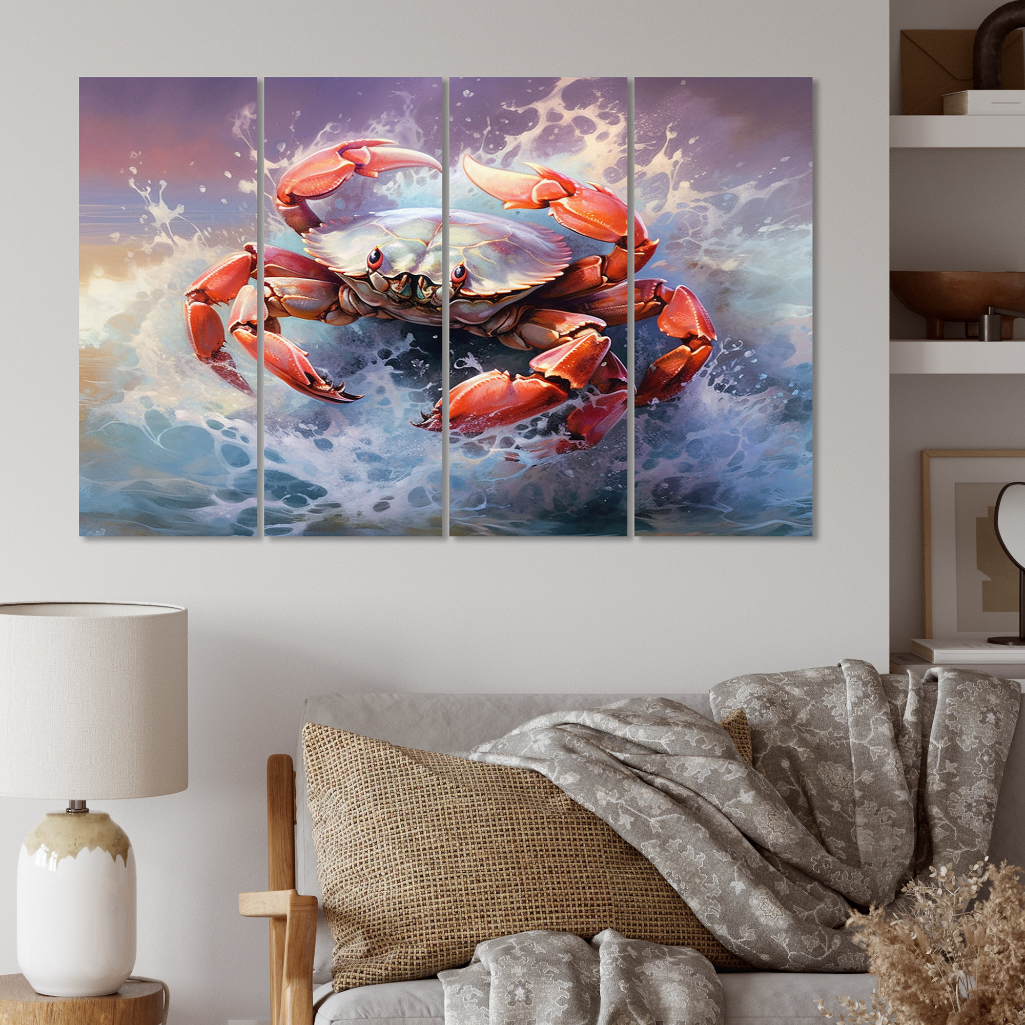 Design Art Crab Beachcombers I - Animals Metal Wall Art Living Room Set ...