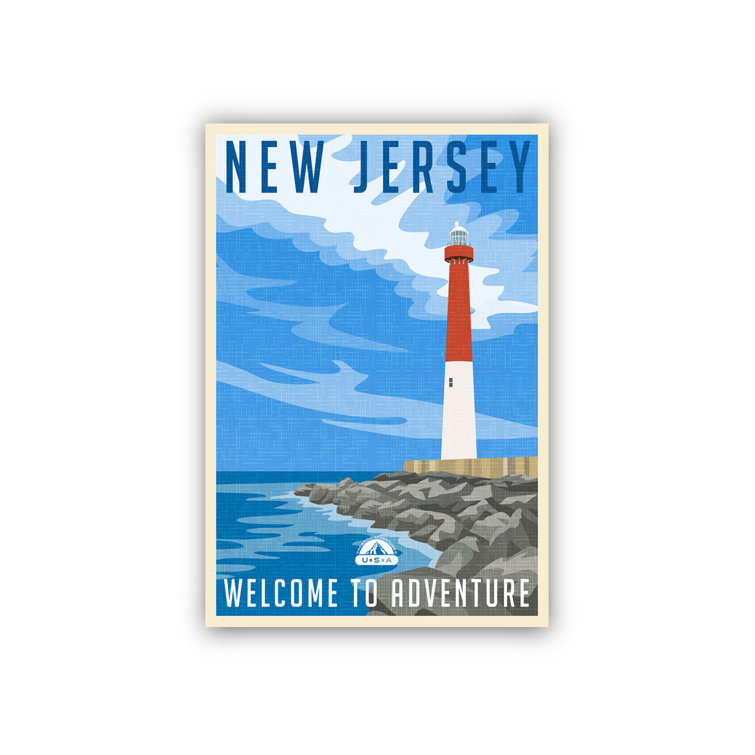Longshore Tides New Jersey Retro Style State Travel Poster, Vintage ...