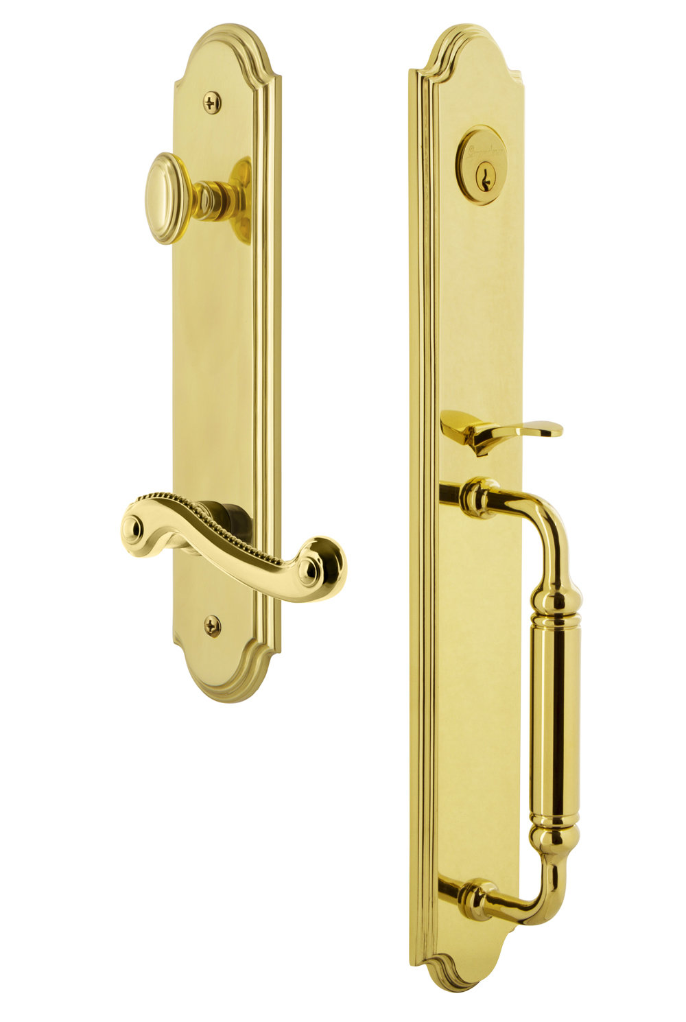 Grandeur Arc One-Piece Handleset with Single Cylinder Deadbolt and C ...