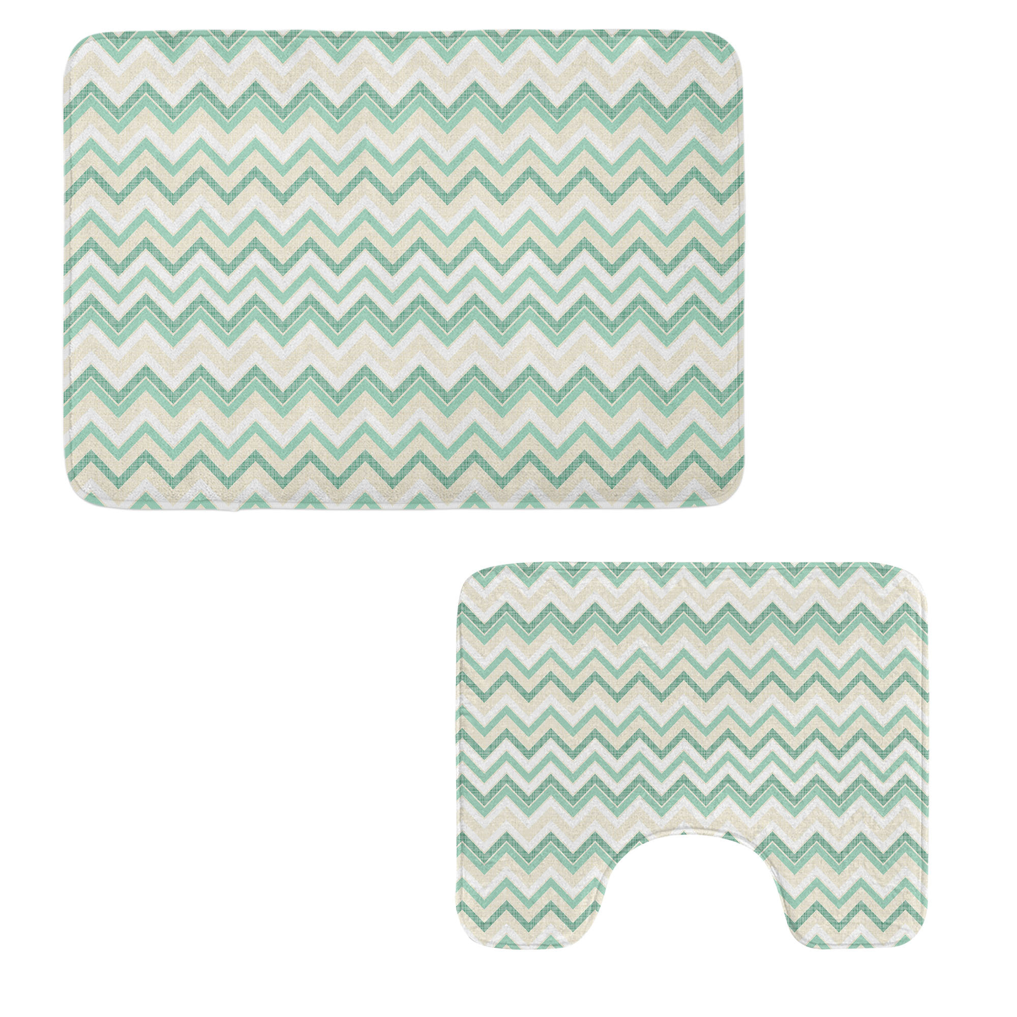 George Oliver Aqua Bathroom Rug Set 2 Pieces Rectangle & Contour Mats ...