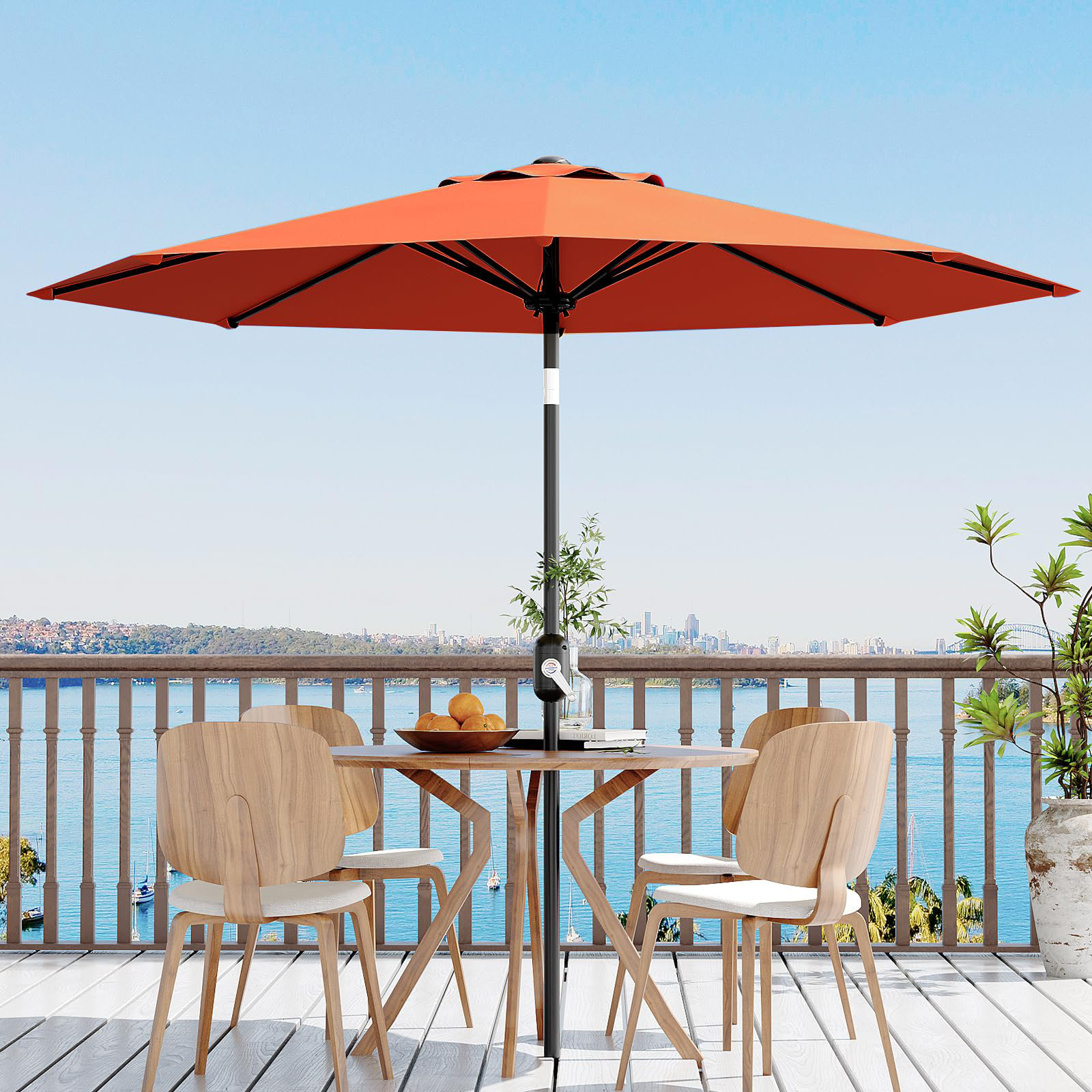 Arlmont & Co. Outdoor Market Patio Umbrella with Crank and Push Button ...