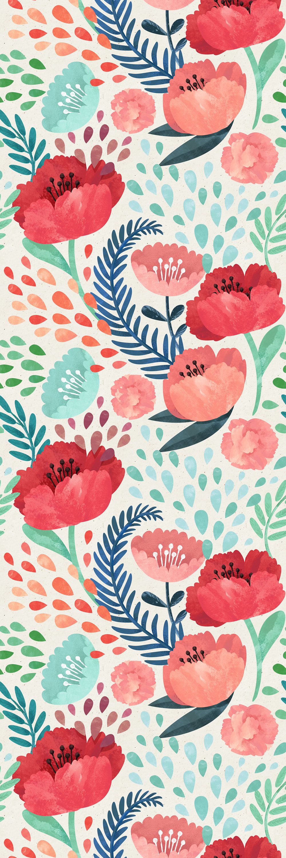 Harper Orchard Gerald Removable Vintage Poppy Flowers 8.33' L x 25" W ...