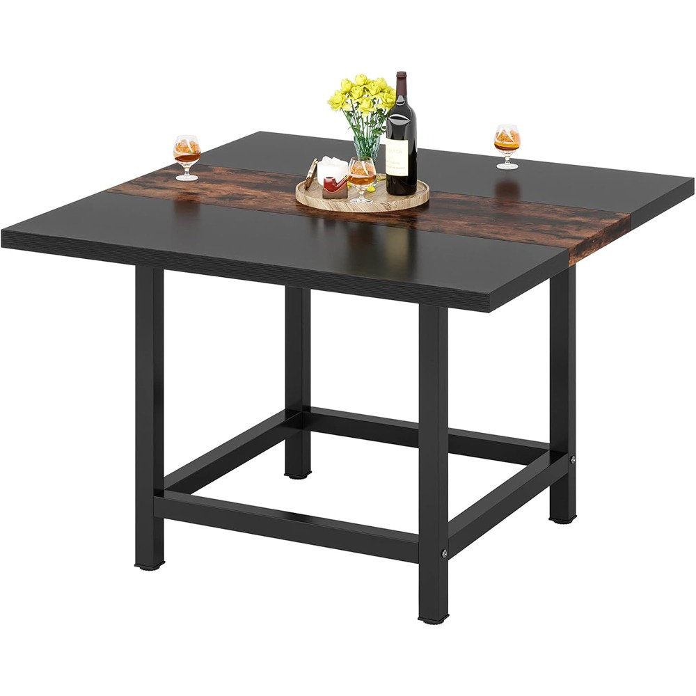 Ebern Designs 39.4"X 39.4"X29.5 “ Inches Rustic Wooden Square Dining ...