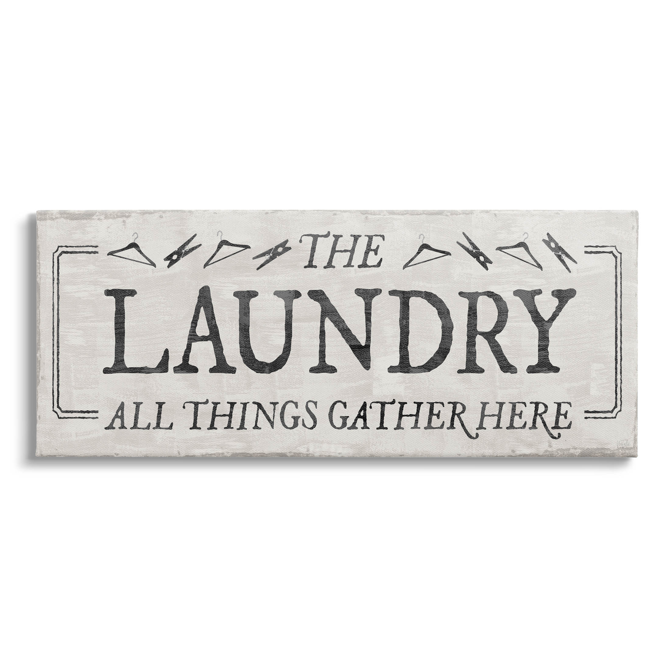 Stupell Industries Laundry All Things Gather Here Phrase Canvas Wall ...