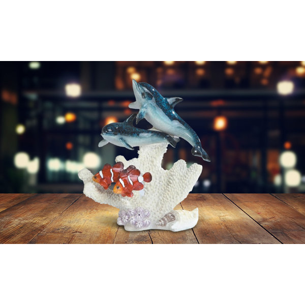 Trinx Jelske 8"H Blue Dolphin and Red Clownfish Figurine Unique Gifts ...