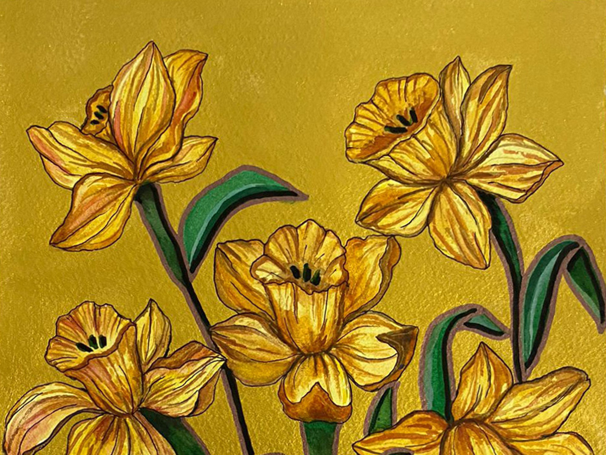 Red Barrel Studio® Five Daffodil Flowers | Watercolor & Gouache On ...