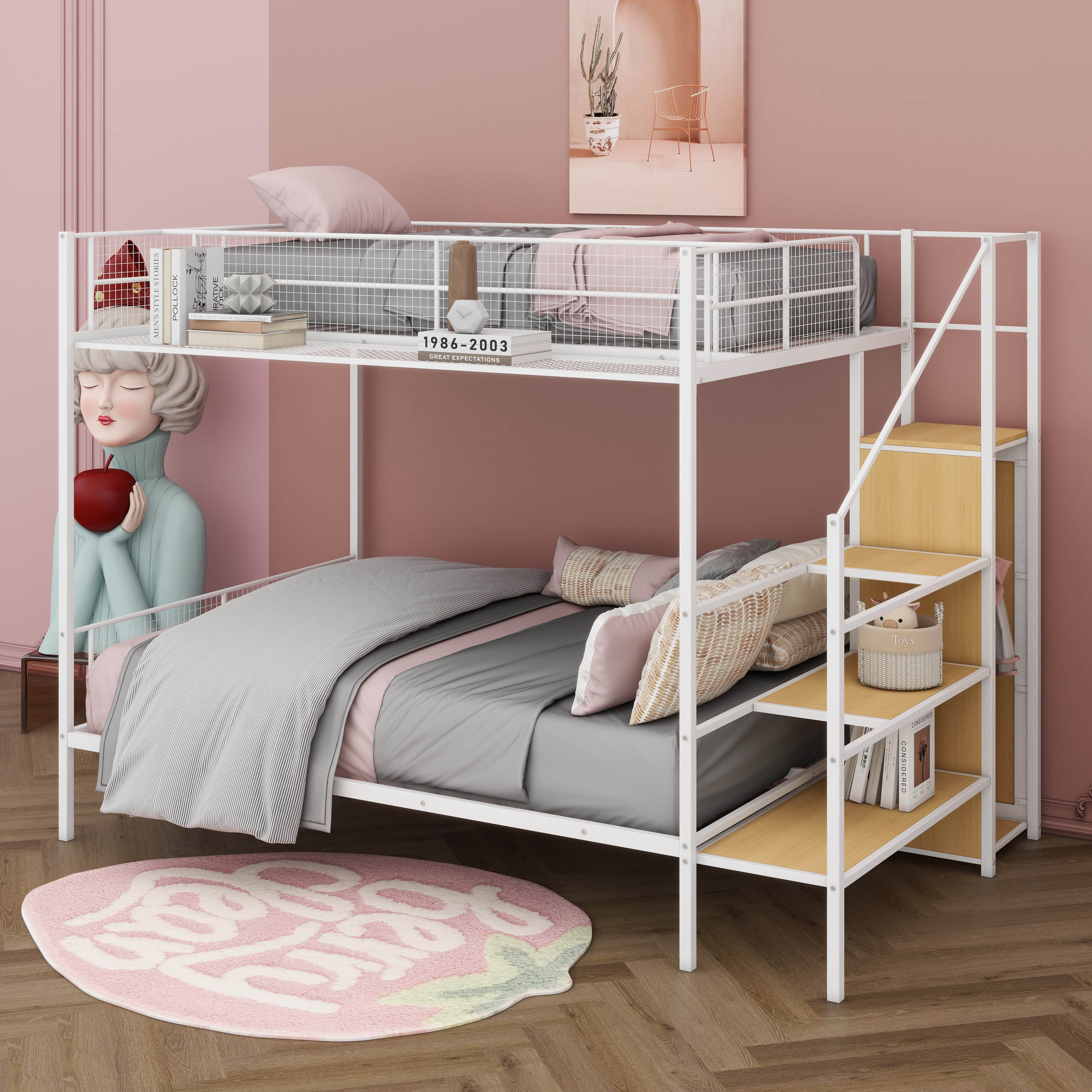 Isabelle & Max™ Twin Over Full Metal Bunk Bed With Wire Shelving And ...