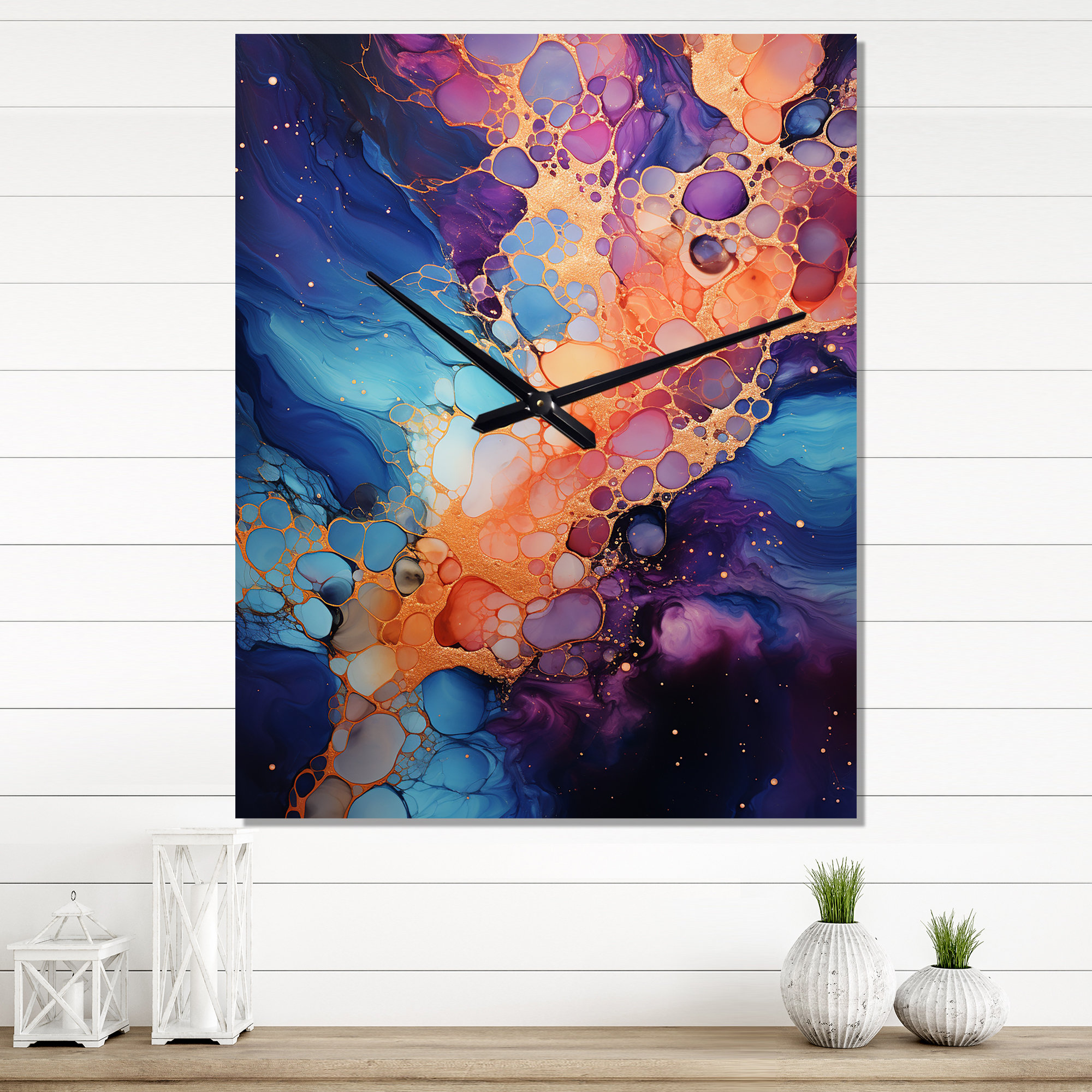 Design Art Astrology Nebula Dance Fluid I - Astrology Modern Wall Clock ...