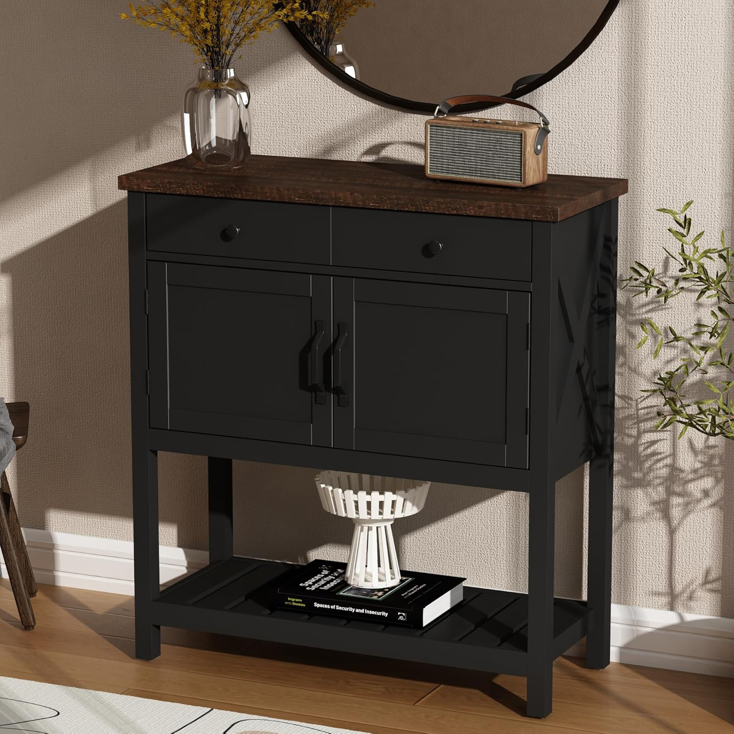 One Allium Way® Farmhouse Console Table, Entryway Table With Storage ...