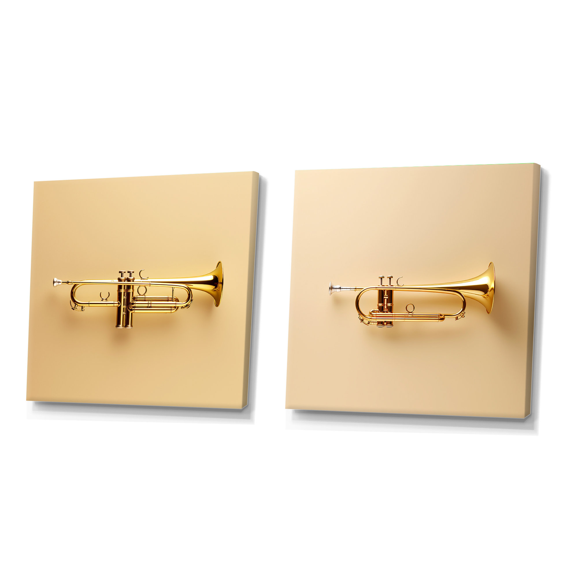 Mercer41 Gold Trumpet Call Bold Brass - Music Square Collage Set Of 2 ...