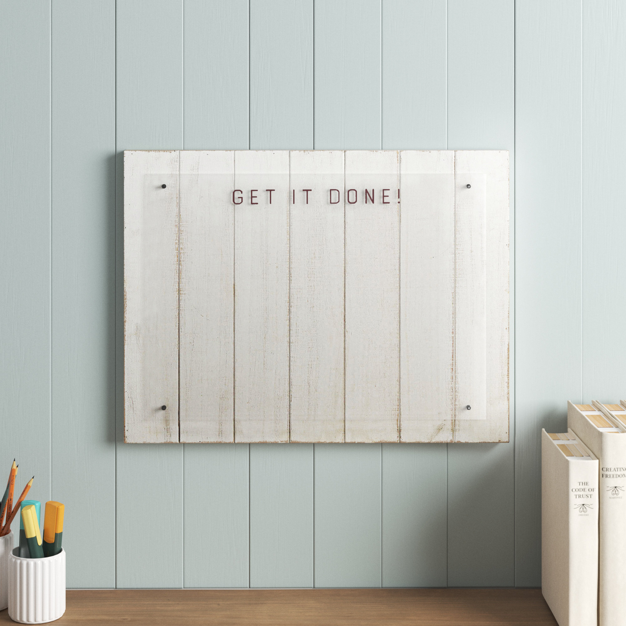 Sand & Stable™ Get It Done Whitewashed Wood Wall Mounted Dry Erase ...