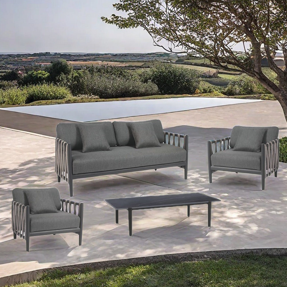 A Zoetic Home Modern Simple Outdoor Chunky Sponge Sofa Set | Wayfair