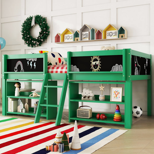 Harriet Bee Half Loft Bed 90 X 200 Cm With Shelves And Ladder, White ...