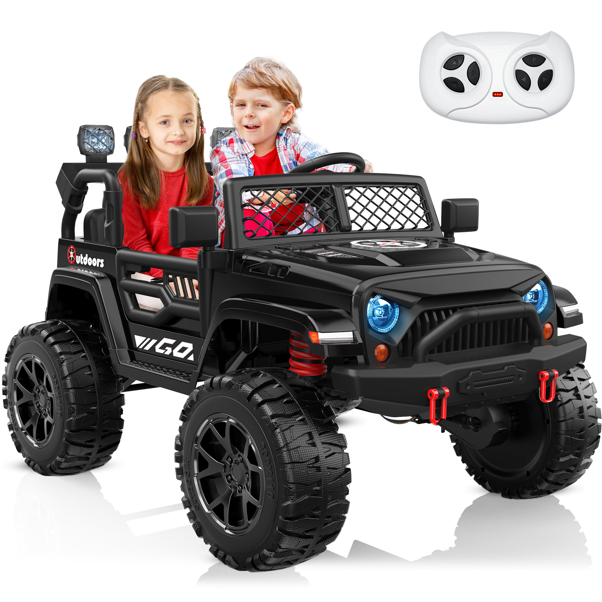 DearAuto 24v Kids Ride On Car With Eva Tires, 4x75w Motors, Four Wheel Suspension, 3 Adjustable ...