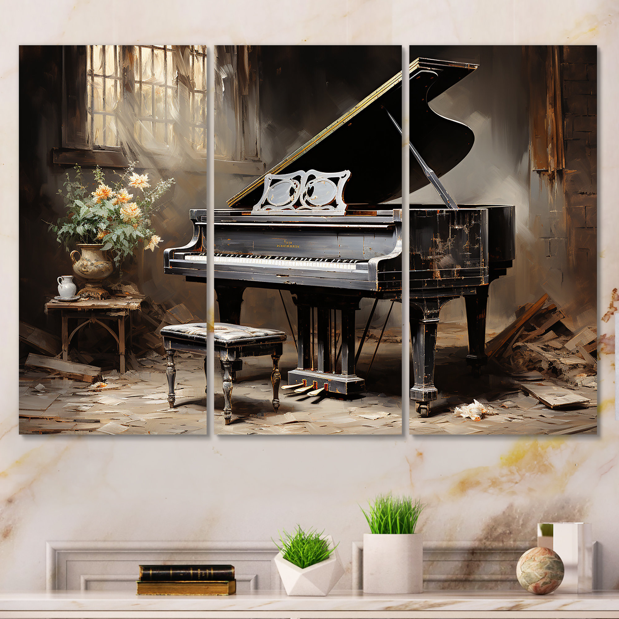 Red Barrel Studio® Minimalism Grand Piano Melody I - Piano Wall Art ...