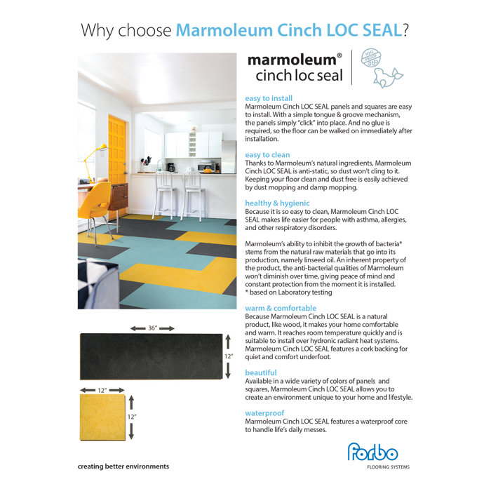 Forbo Marmoleum Cinch Loc Seal 11.81” x 11.81” x 9.9mm Laminate ...