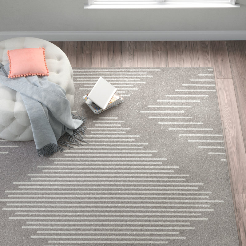 Wade Logan® Synthetic Gray/Ivory Rug & Reviews | Wayfair