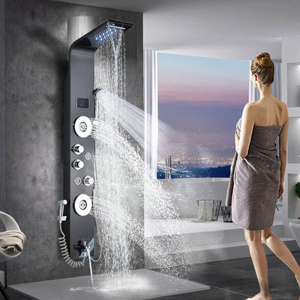 Augusts Shower panel tower system, 7 function shower wall panel, LED ...