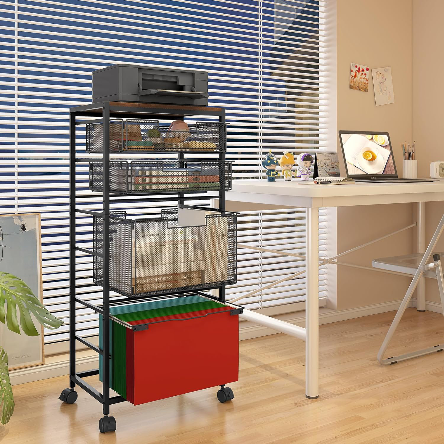 17 Stories Rolling File Cabinet, Mobile Storage Cart With 3 Drawers ...