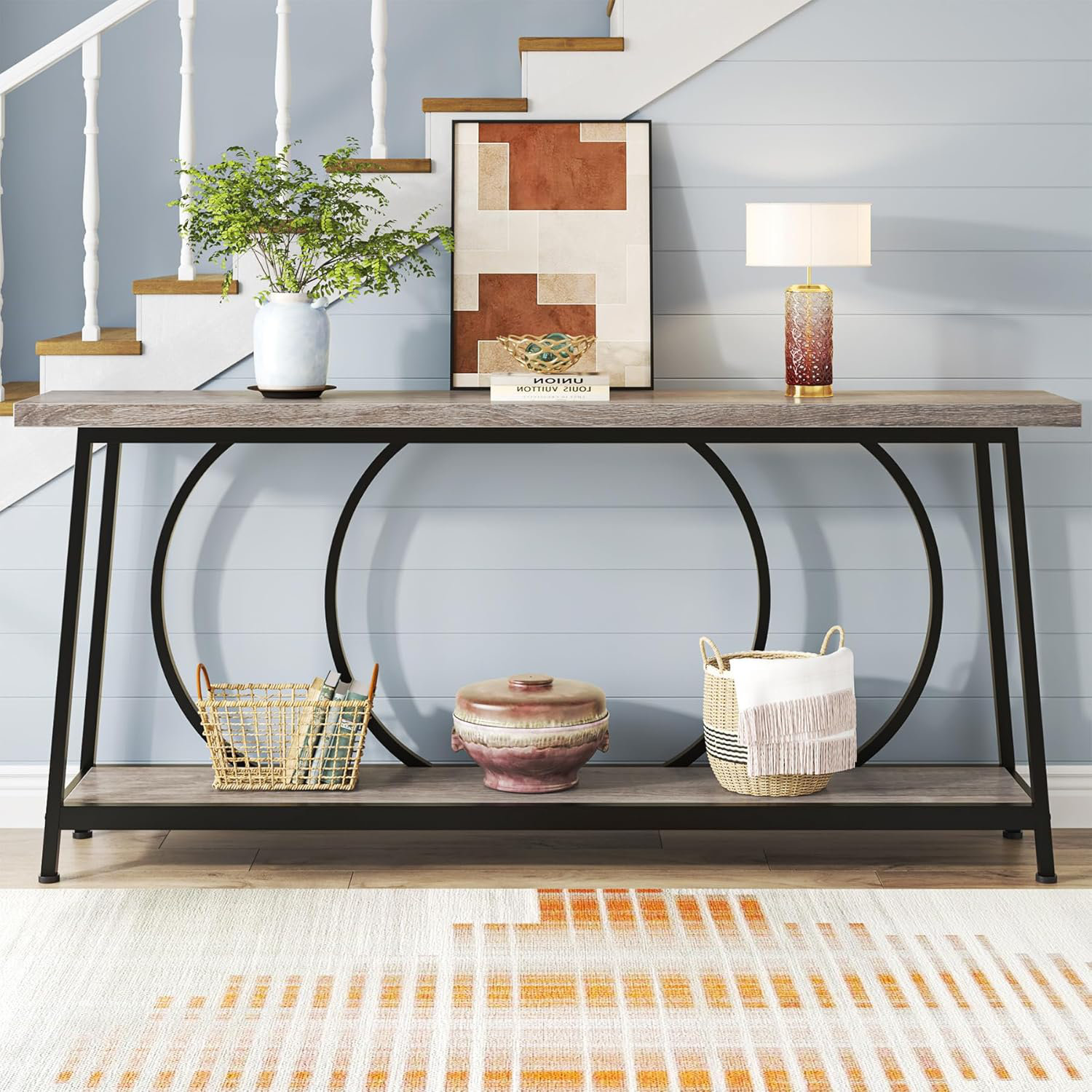 17 Stories 70.9 Inch Console Table With Storage Shelf, Extra Long ...