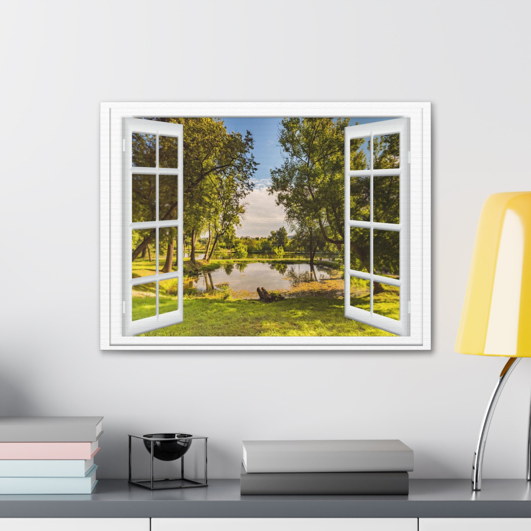 Ebern Designs Canvas Print Wall Art Window Lake View Nature Photography ...